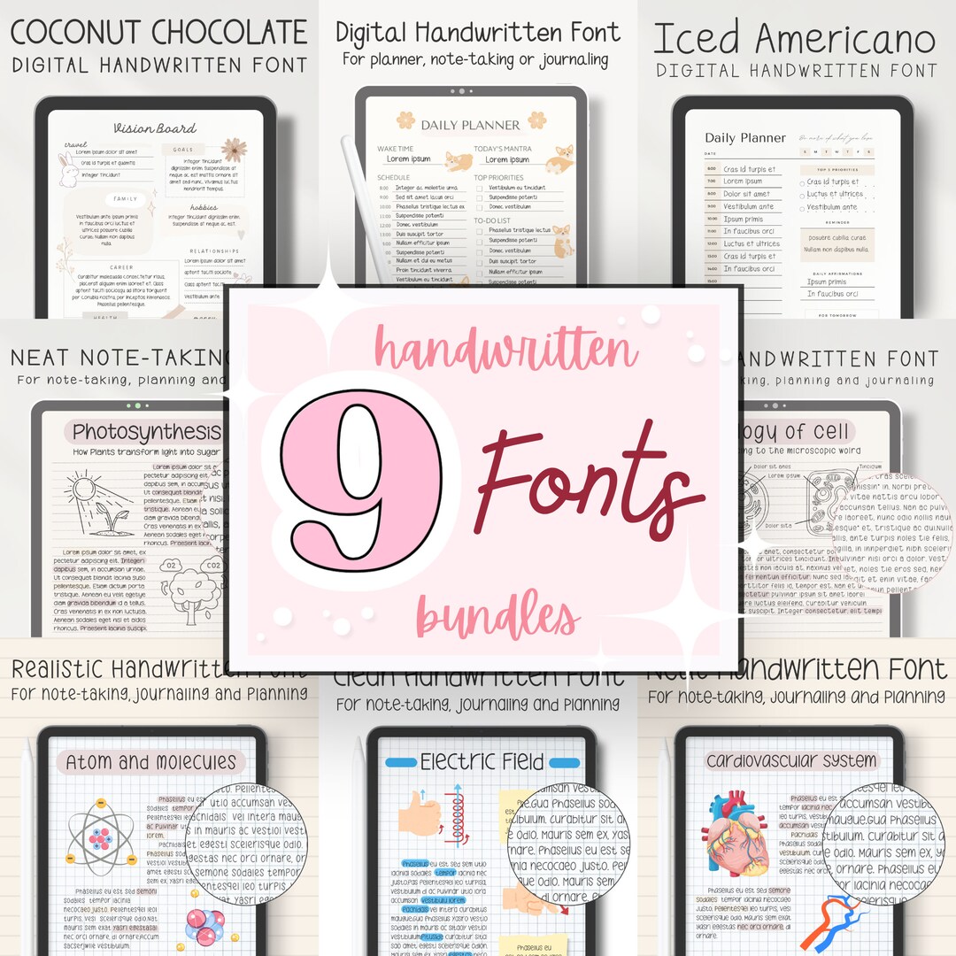 Font Bundles, Student Font, Goodnotes Font, Study Notes, Digital ...