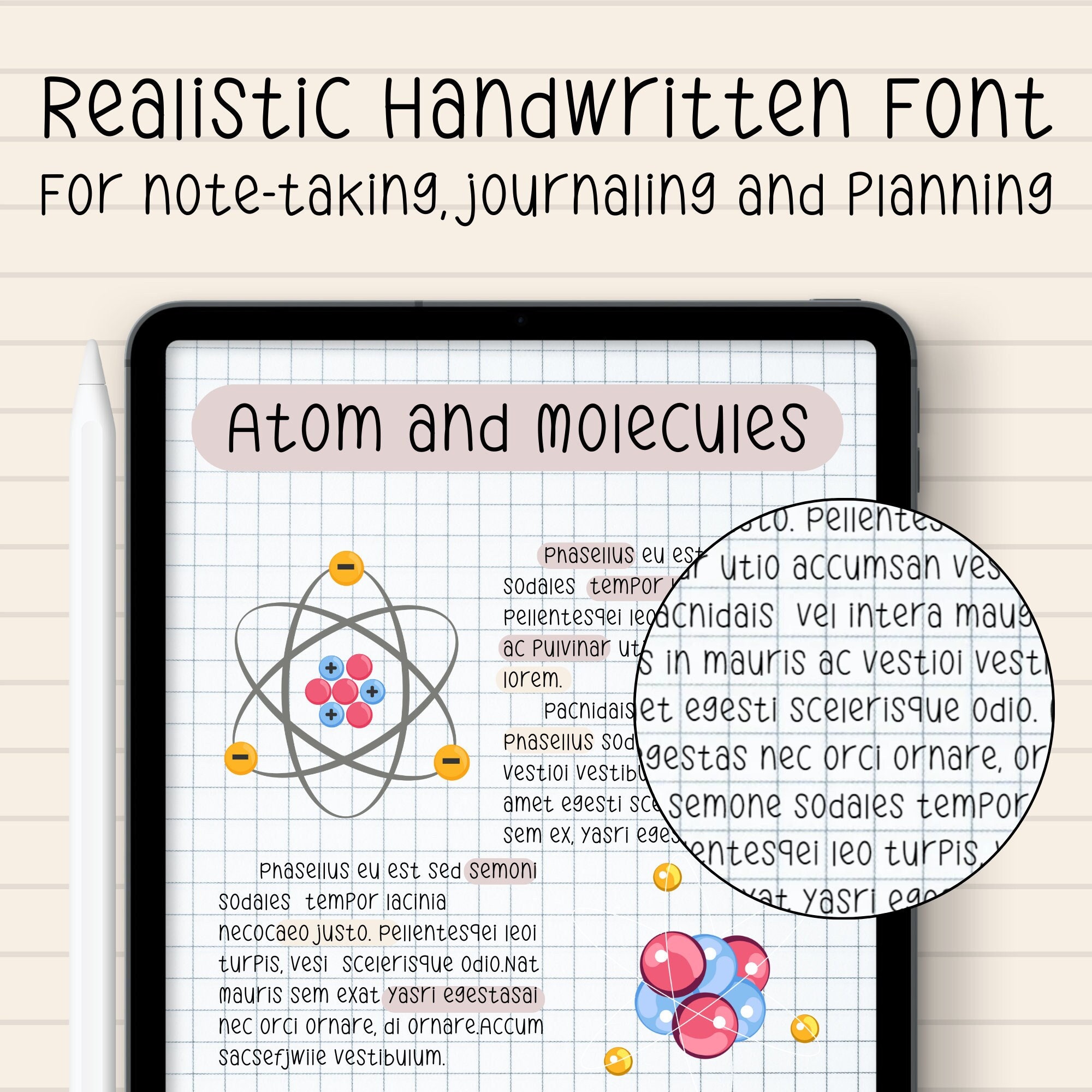 Student Font, Goodnotes Font, Study Notes, Digital Planner Font ...