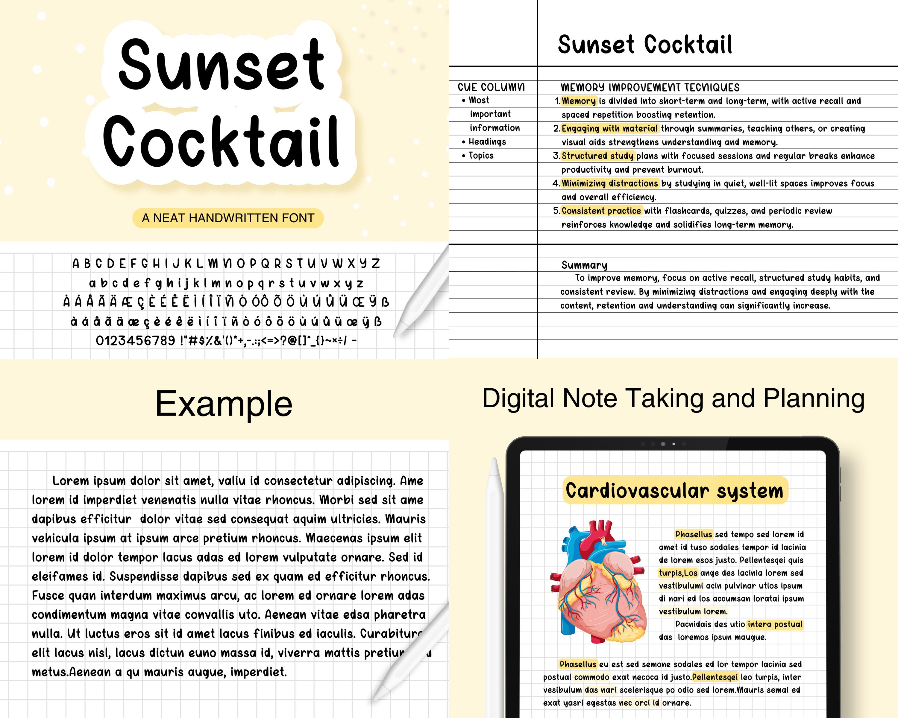 Study Font Bundle | Neat Handwriting and Clean Fonts for Goodnotes ...
