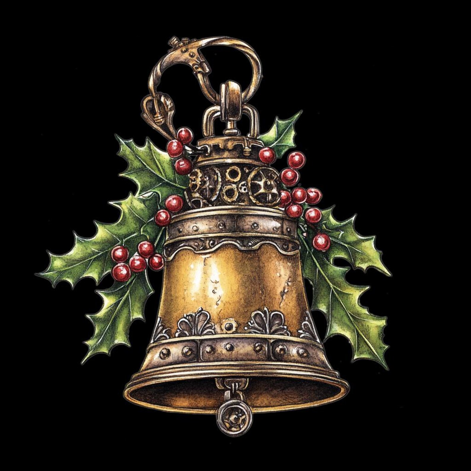 20 Ornate Steampunk Christmas Bells. PNG Format With Transparency Layer ...