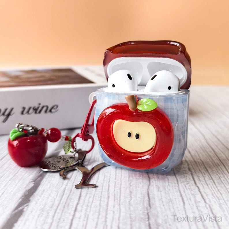 Red AirPod Case+ Phone Strap Set, Custom Letter Apple Charm, Headphone ...