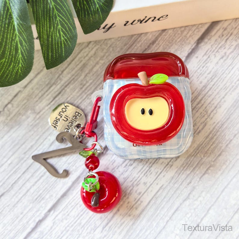 Red AirPod Case+ Phone Strap Set, Custom Letter Apple Charm, Headphone ...