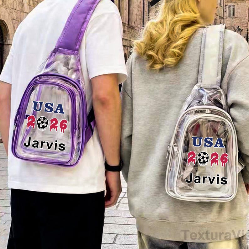 Custom Name Clear Crossbody Bag, 2026 Soccer Fan Stadium Bag ...