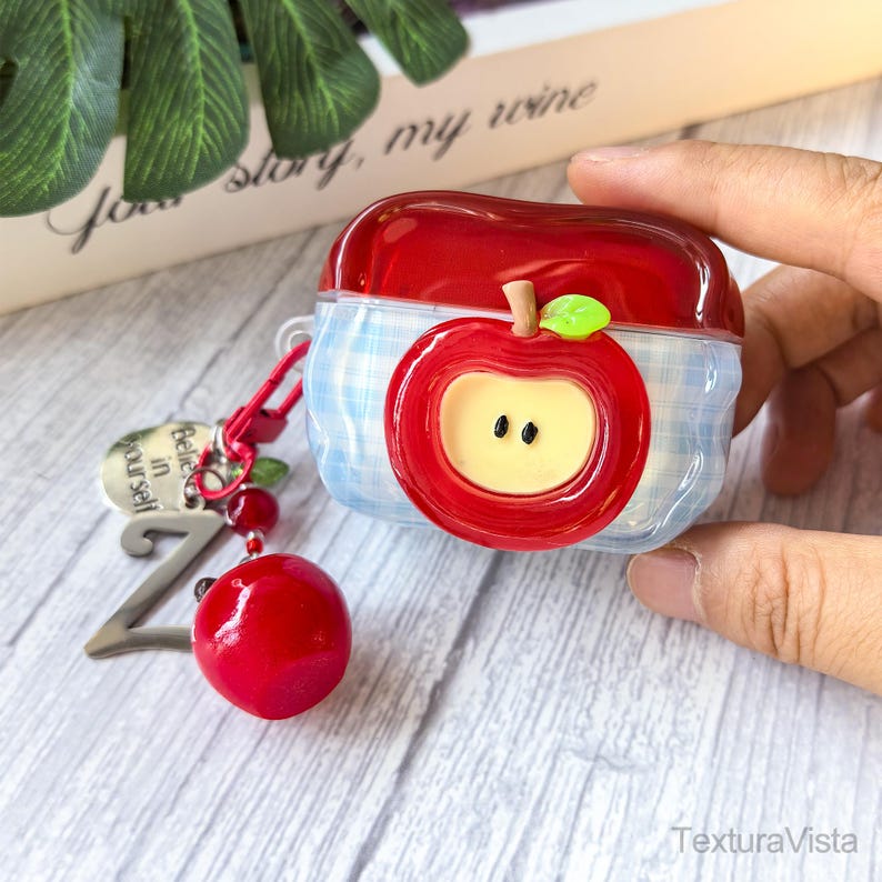 Red AirPod Case+ Phone Strap Set, Custom Letter Apple Charm, Headphone ...