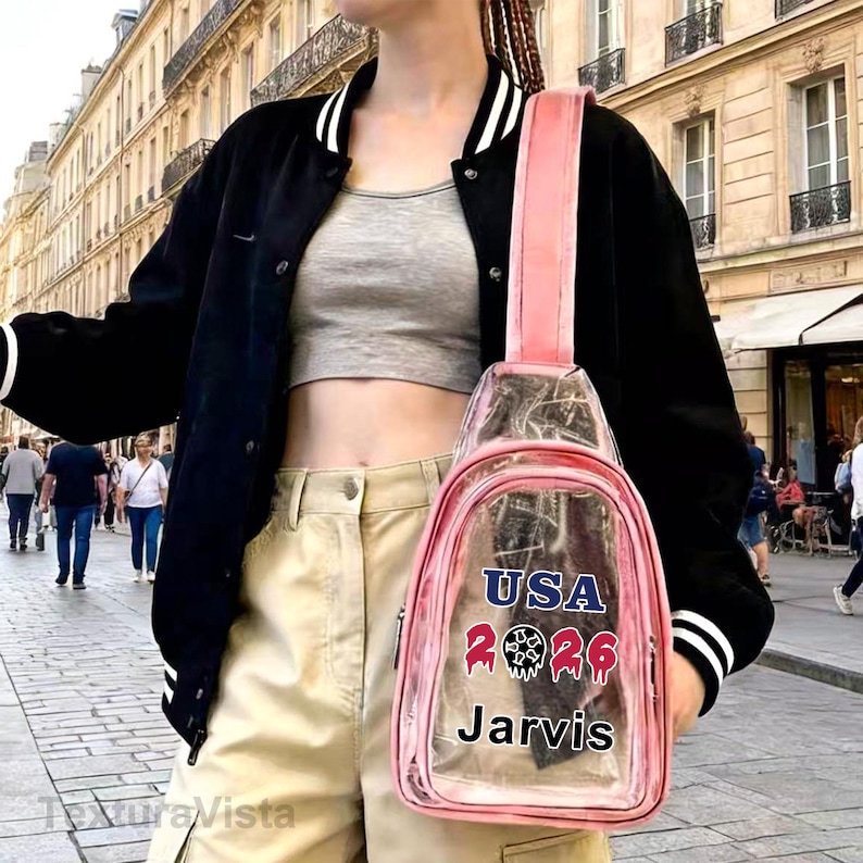 Custom Name Clear Crossbody Bag, 2026 Soccer Fan Stadium Bag ...