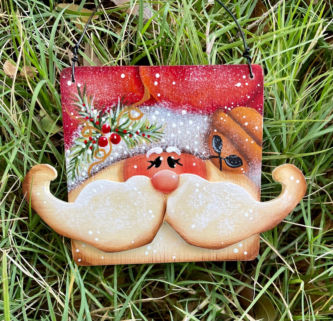 Hand Cut Wood Santa Ornament, Cyndi Combs Design - Etsy