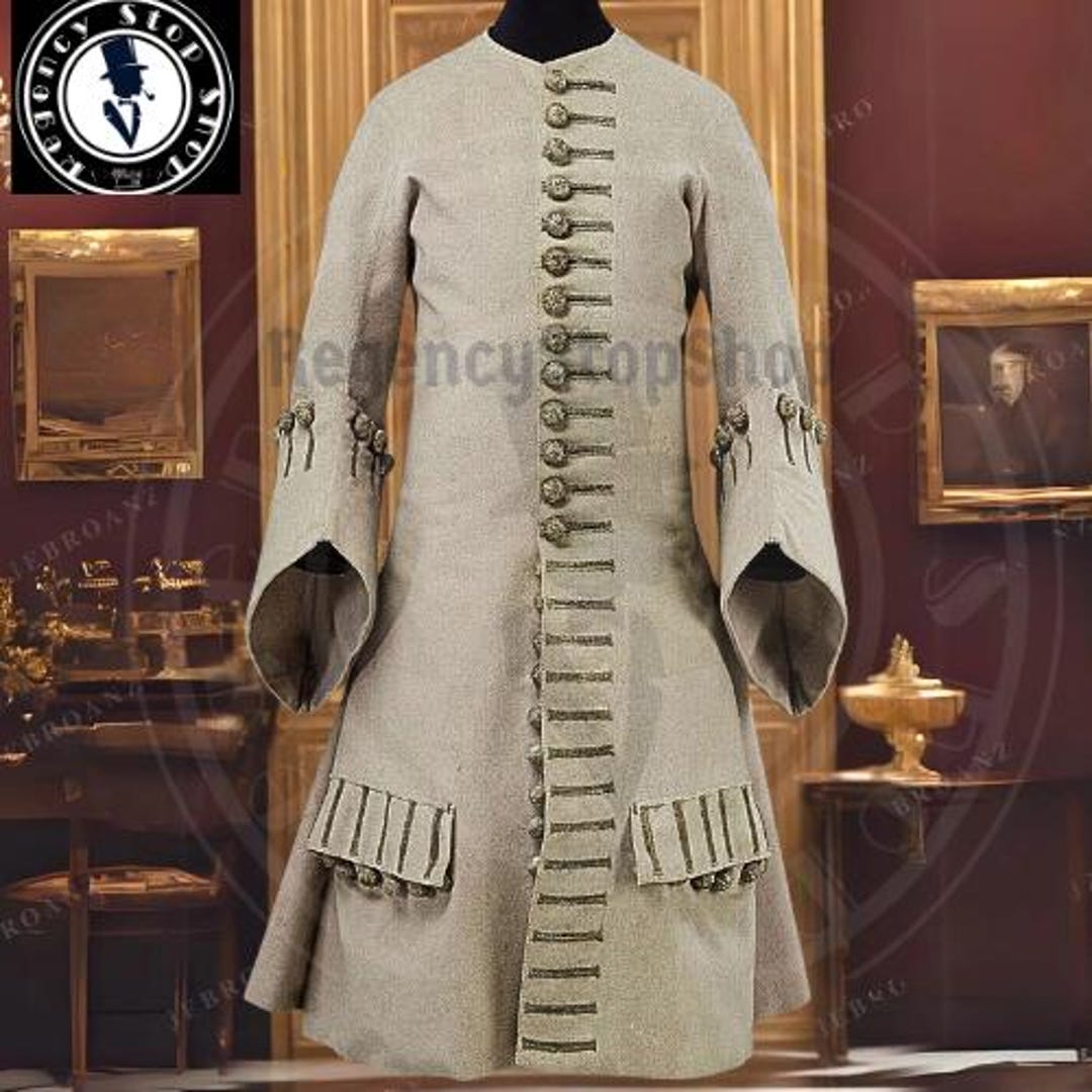Off White Wool Long Frock Coat a Vintage Jacket Blending Regency Frock ...
