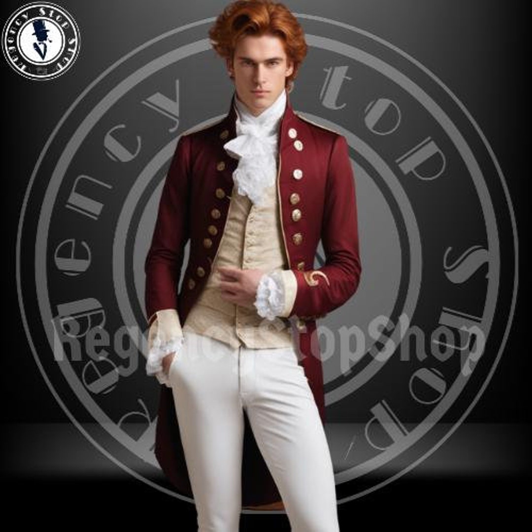 Handmade Brand New Men's Burgundy Regency Dated 1800's Regency Coat ...