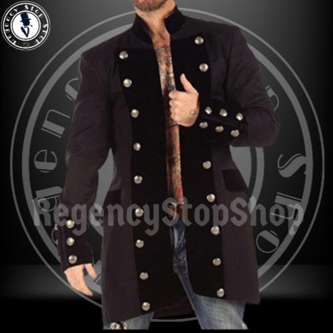 Handmade Men's Black Deluxe Pirate Jacket , Pirate Coat, Pirate Frock ...