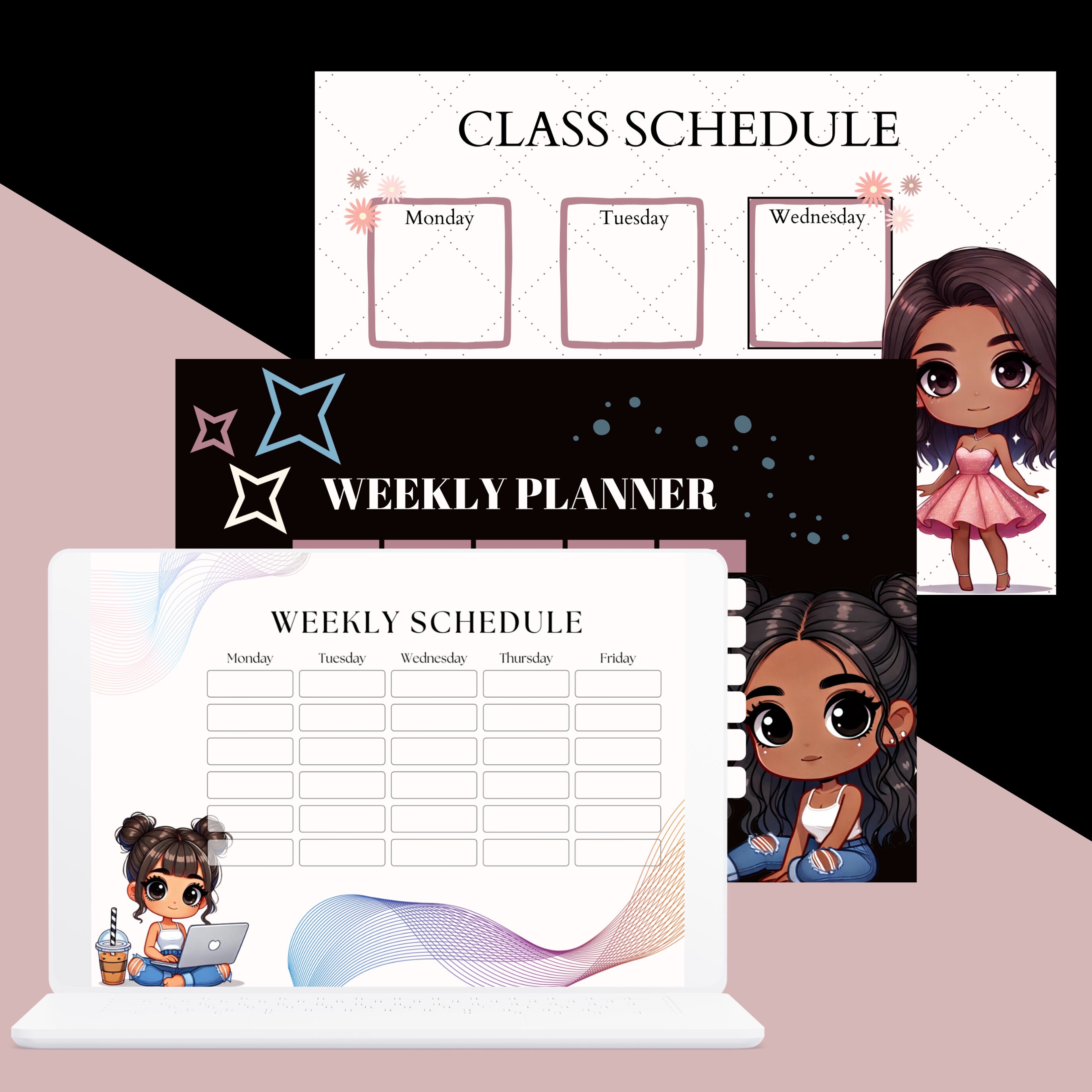 3x Plan Lekcji Do Druku, Weekly Planner Printable , Weekly Schedule for ...