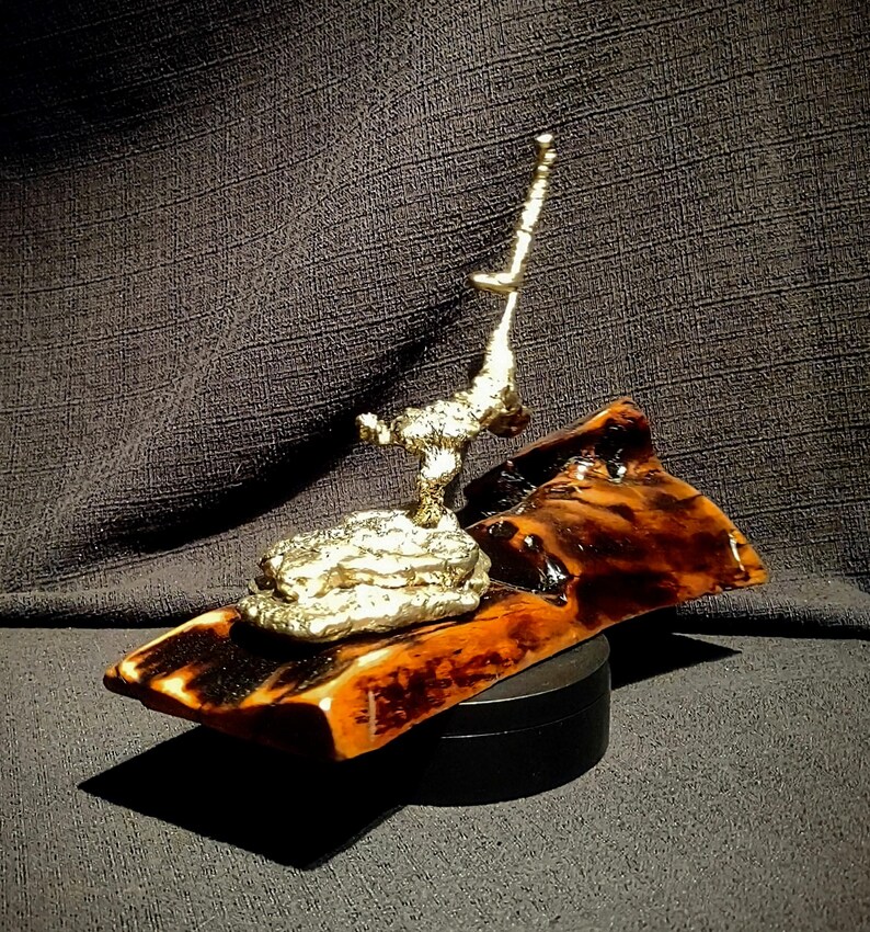 Puking Lizard...brass/copper Ant Hill Casting Mounted on Burnt Cherry ...