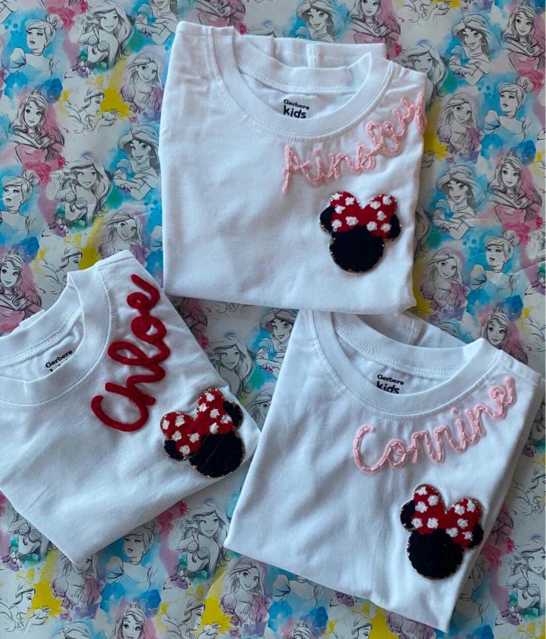 Cotton Custom Embroidered Minnie + Mickey Toddler / Baby T-shirt ...