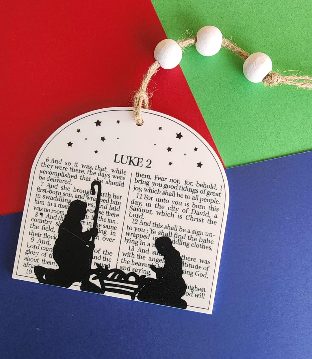 Christmas Ornament With a Manger Scene and Luke 2 Bible Verses. - Etsy