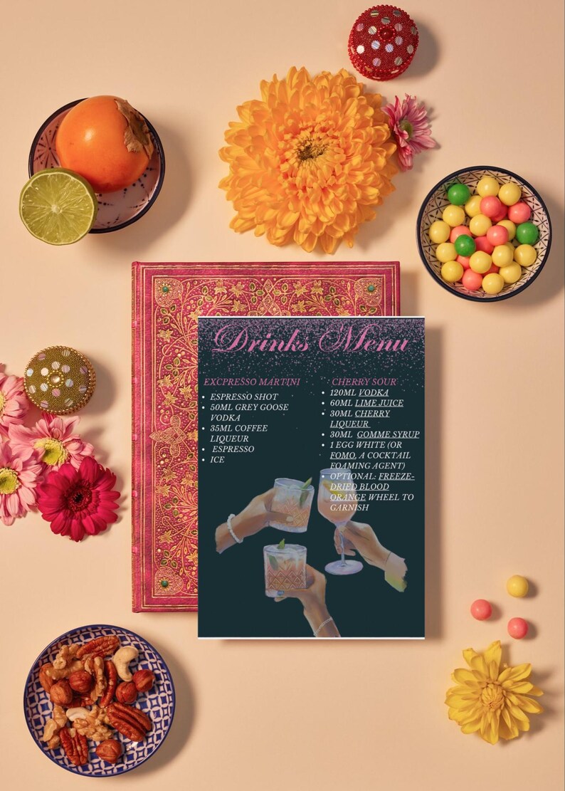 Editable Dinner Party Invitation, Menu & Cocktail Invitation, Women ...