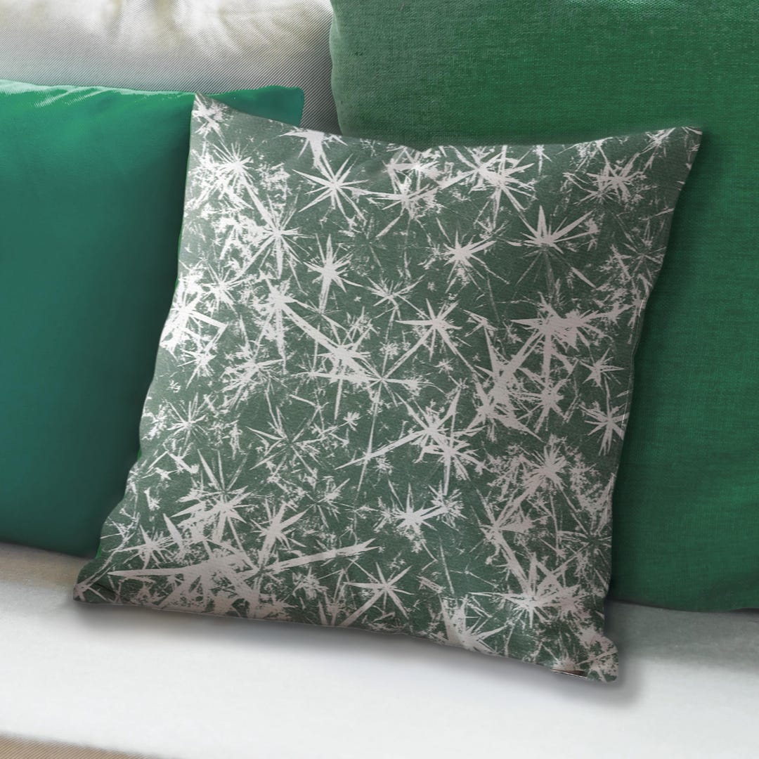 Frosted Green Snowflake Print Cushion – Soft Outdoor Design for Relaxed ...