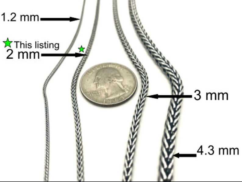 Foxtail Chain Sterling Silver Finished Chain Sturdy Chain - Etsy