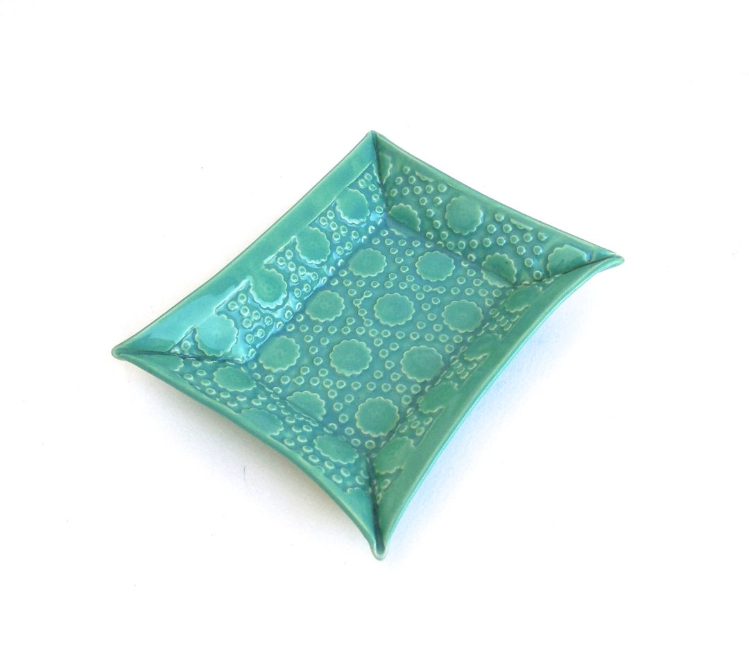 Retro Hand Built Porcelain Tray ... Jade ... Festive Colors - Etsy