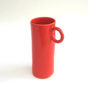 Tall Hand Built Porcelain Cup ... Mid Century Modern ... Hand Made Red ...