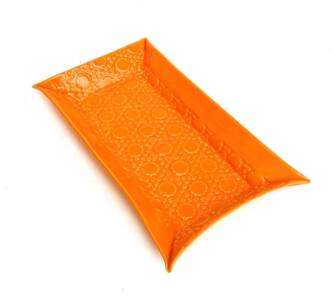 Festive Retro Hand Built Porcelain Tray ... Orange - Etsy