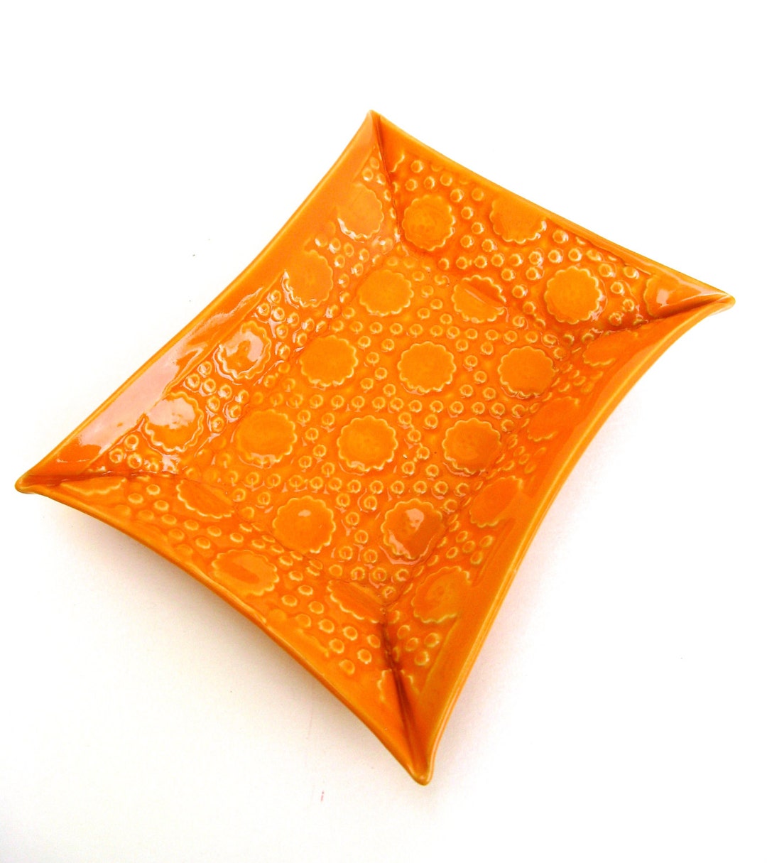 Hand Built Porcelain Tray ... Retro ... Happy and Festive - Etsy