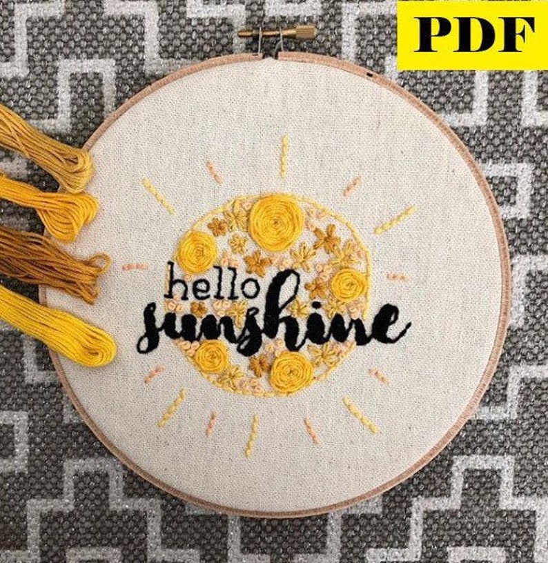 Hello Sunshine PDF ONLY Instant Download Handstitched | Etsy