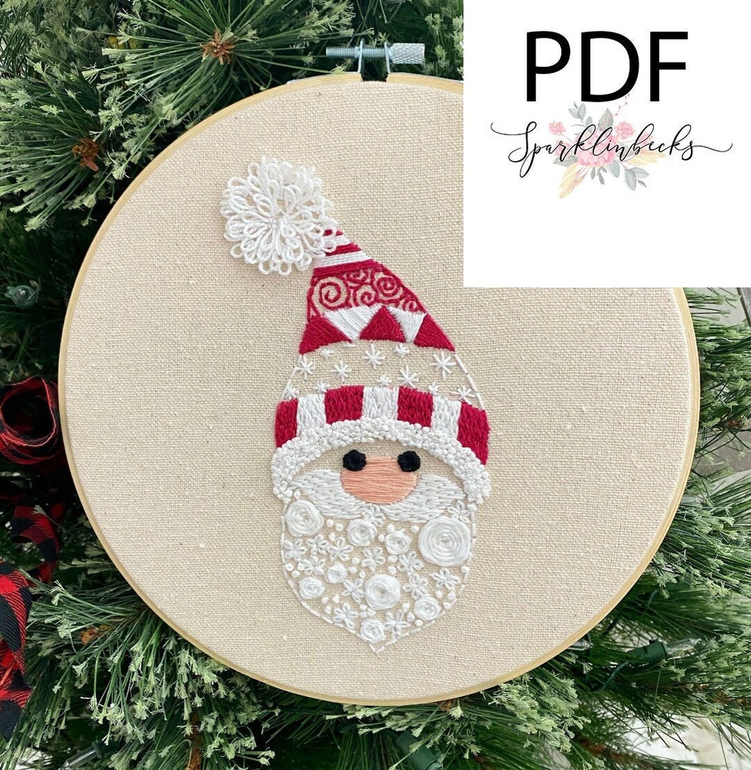 Santa Claus Hand Embroidery PDF Pattern, Instant Download Tutorial - Etsy