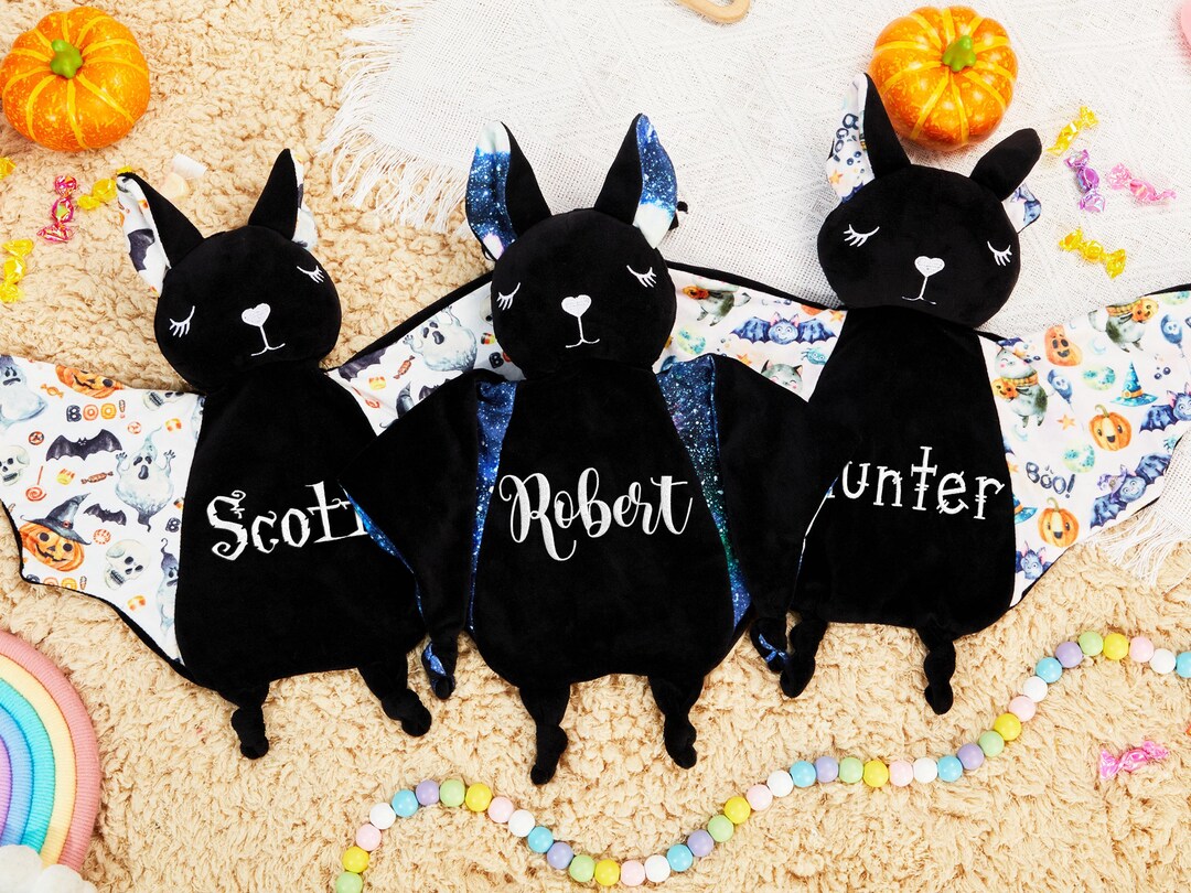Personalized Baby Bat Plush Security Blanket: Embroidered Gothic ...
