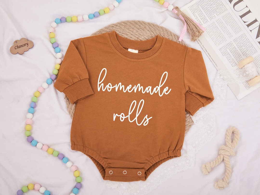 Homemade Rolls Thanksgiving Baby Bodysuit: Retro Fall Romper - Etsy