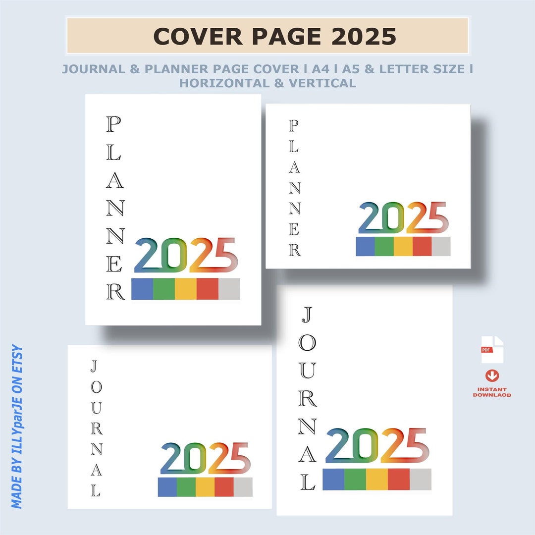 2025 Cover Page, 2025 Journal Page, PRINTABLE Title Page, 2025 Title ...