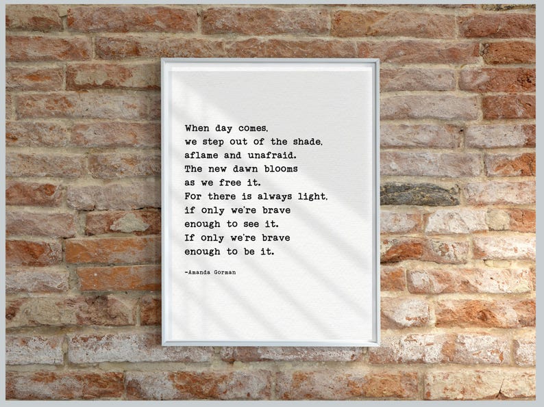 Amanda Gorman Poem Print: Inspirational Wall Art, Typewriter Font ...