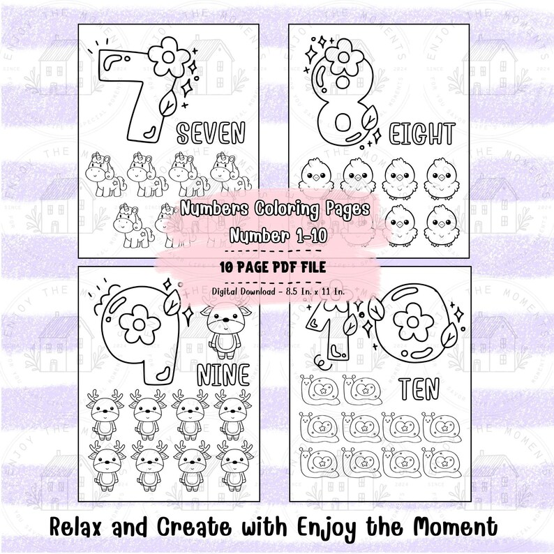 Numbers Coloring Pages 1-10, Cute Animal Number Coloring Sheets ...