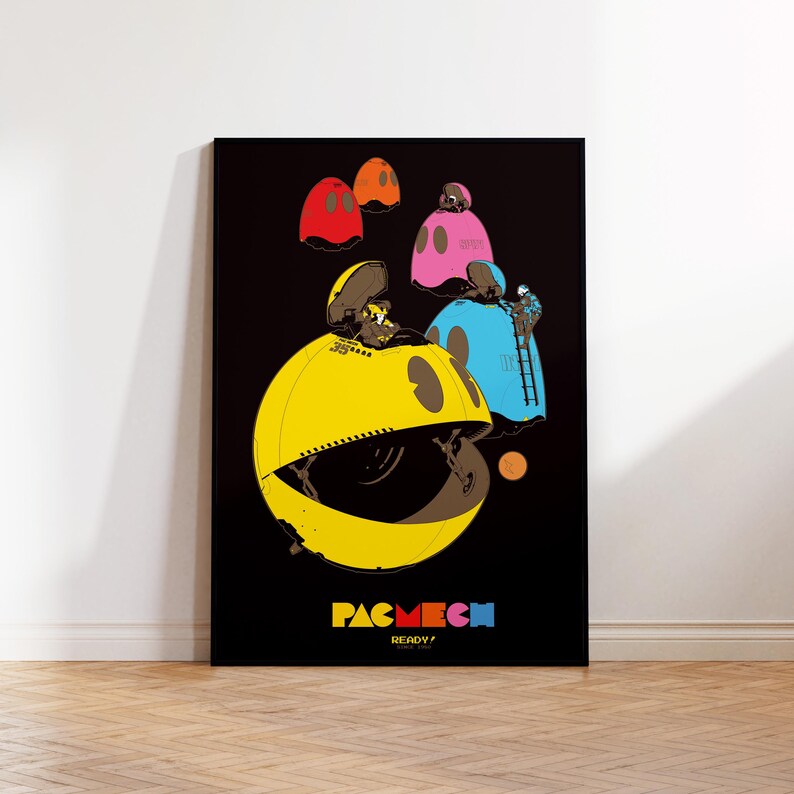 Pac-man Game Poster, Wall Art, Wall Decoration, Framed Poster, Classic ...
