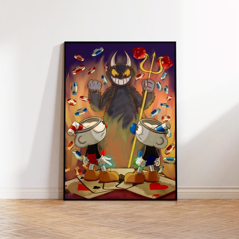 Cuphead Game Poster, Wall Art, Wall Decoration, Framed Poster, Classic ...