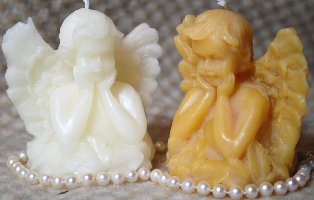 Beeswax Candle Angel Cupid Seraphim Candle White or Natural - Etsy