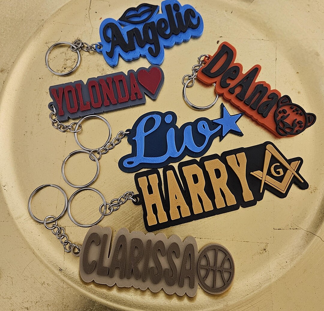 3D Printed Custom Name Keychain: Personalized PLA Plastic Keyring - Etsy