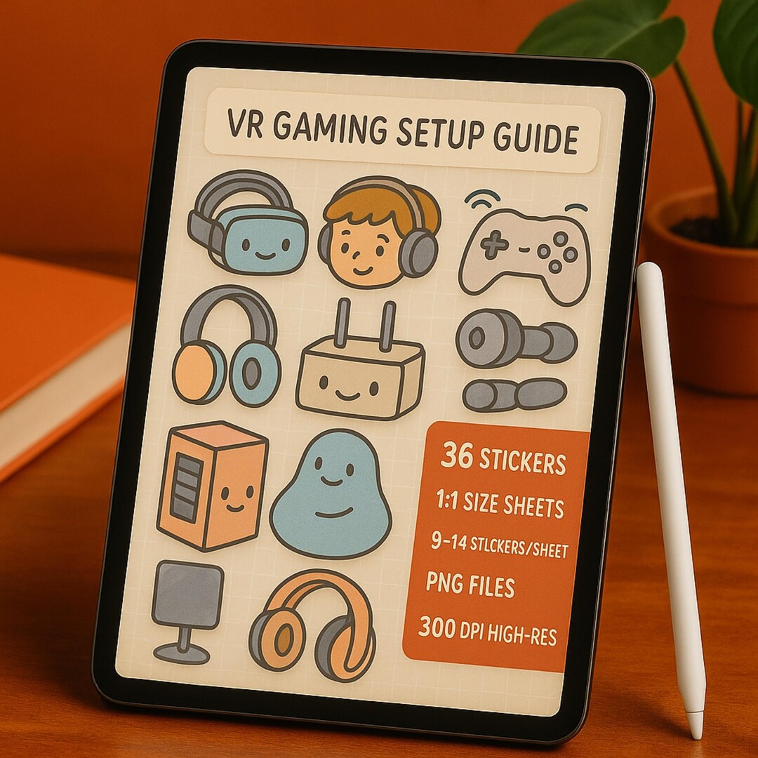 Cute VR Gaming Setup Guide Digital Stickers | Pastel Kawaii PNG Planner ...