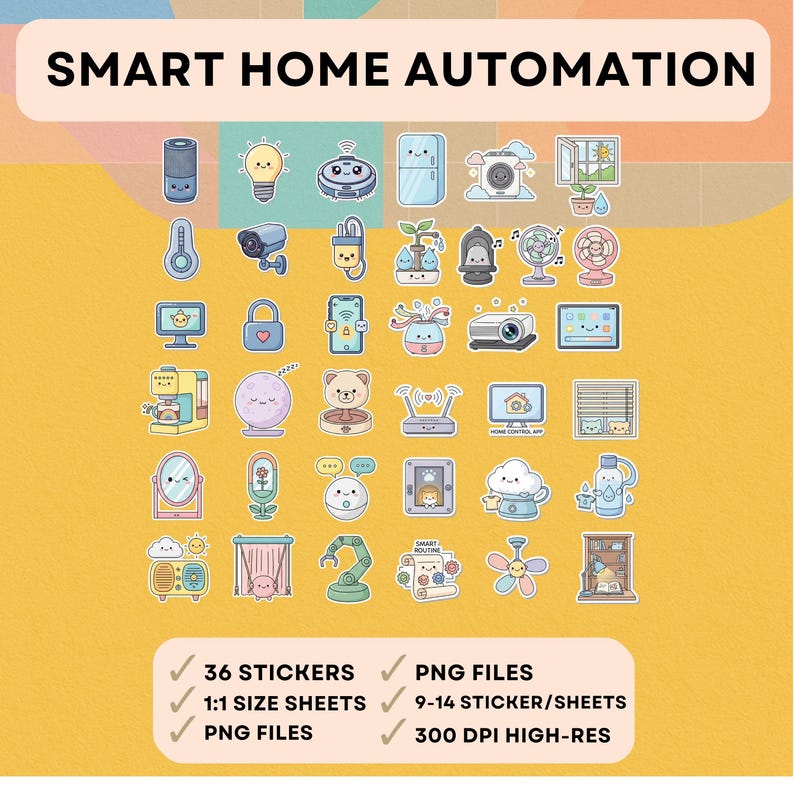 Kawaii Pastel Smart Home Stickers - Cute Tech for Goodnotes, Notability ...