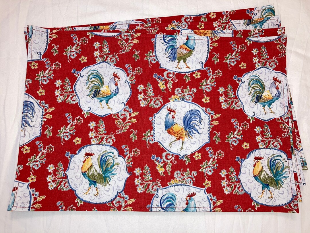 Chicken Table Decor Placemats Everyday Rooster Country Farm Animal Red ...