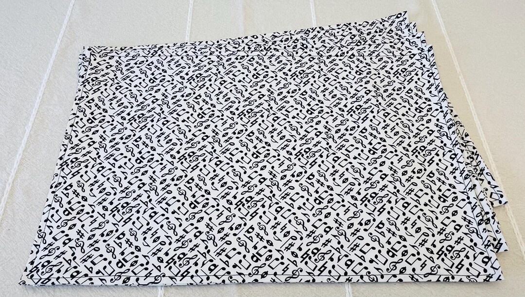 Music Musical Notes Placemats Black White Set of 4 Washable - Etsy