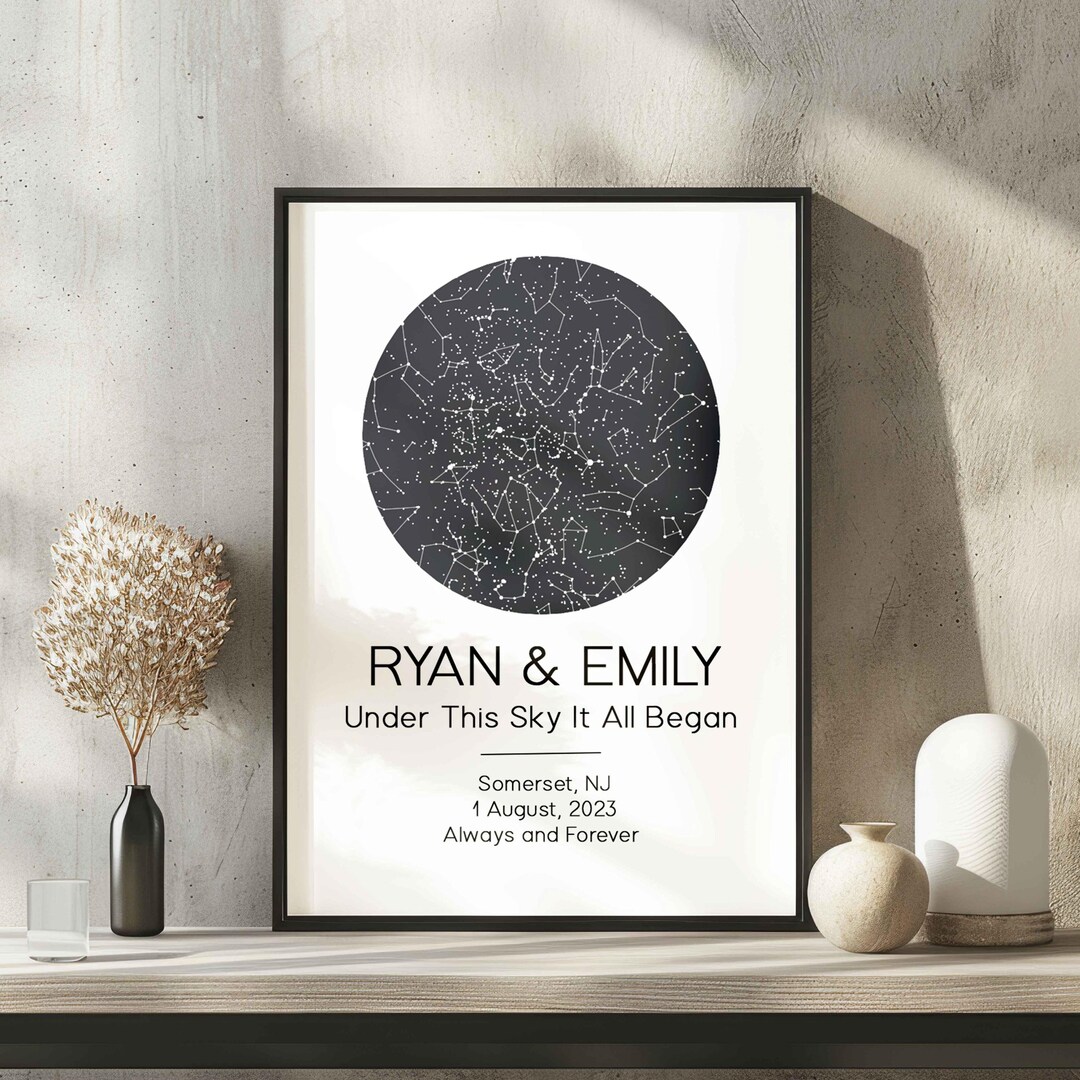 Digital Custom Star Map, Anniversary Gift, Personalized Special Date ...