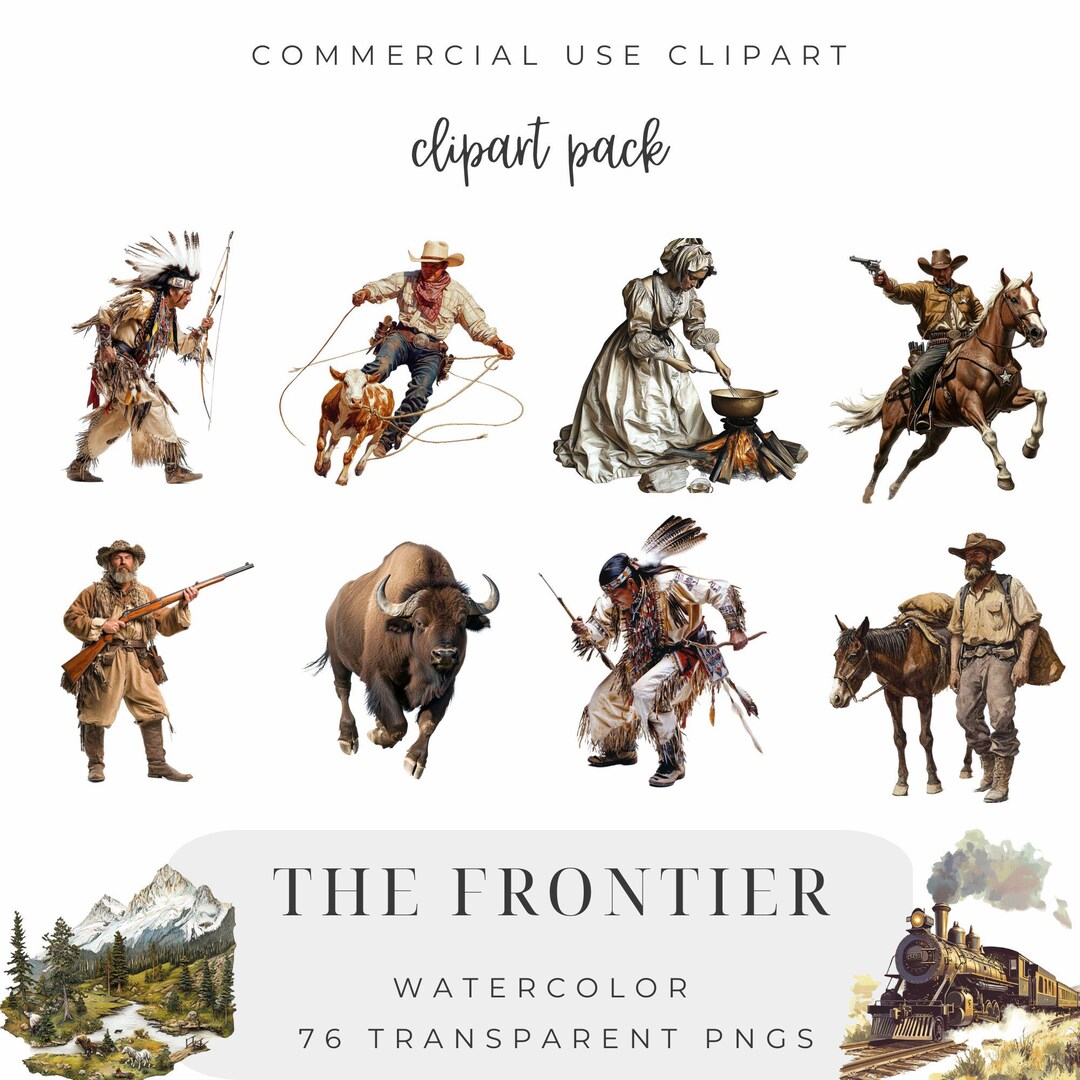 American Frontier Clipart: Cowboys, Pioneers, Indians (76 PNG) - Etsy