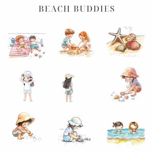 Beach Buddies Clipart: Kids Summer Fun, Sandcastles (PNG Files) - Etsy