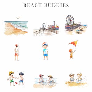 Beach Buddies Clipart: Kids Summer Fun, Sandcastles (PNG Files) - Etsy