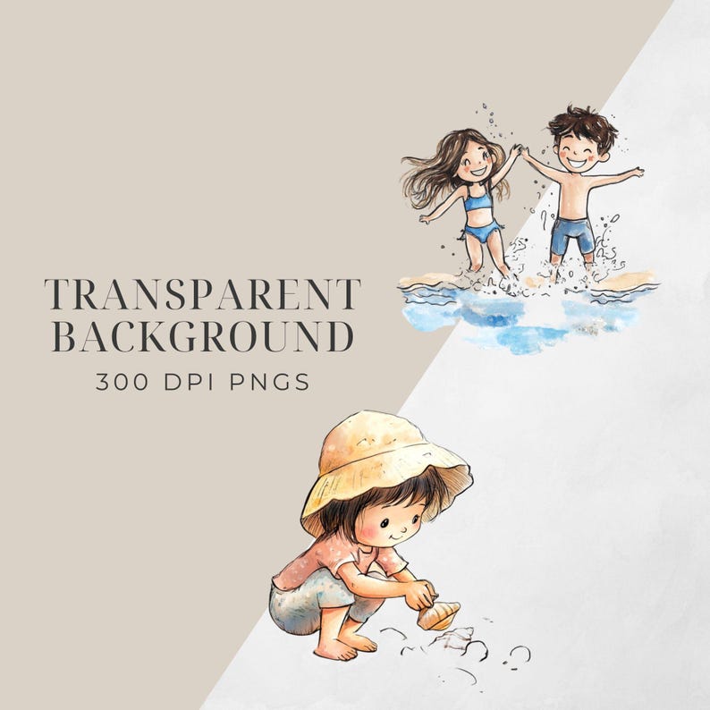 Beach Buddies Clipart: Kids Summer Fun, Sandcastles (PNG Files) - Etsy