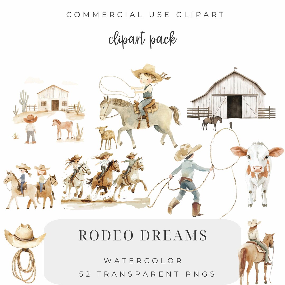 Rodeo Dreams Nursery Clipart, Cute Clipart, Kids, Nursery Prints ...