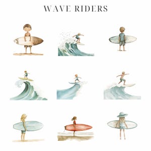 Wave Riders Nursery Clipart – Cute Clipart – Kids – Nursery Prints ...