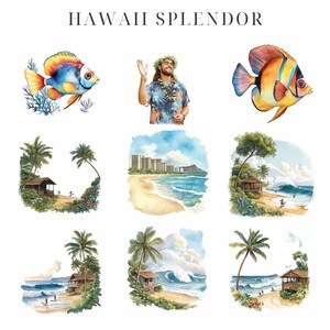 Hawaii Watercolor Clipart: Aloha Spirit PNG Set (digital Download) - Etsy