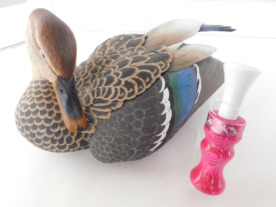 Handcrafted Pink Layered Wood Double Reed Duck Call With Pink Duck Ring ...