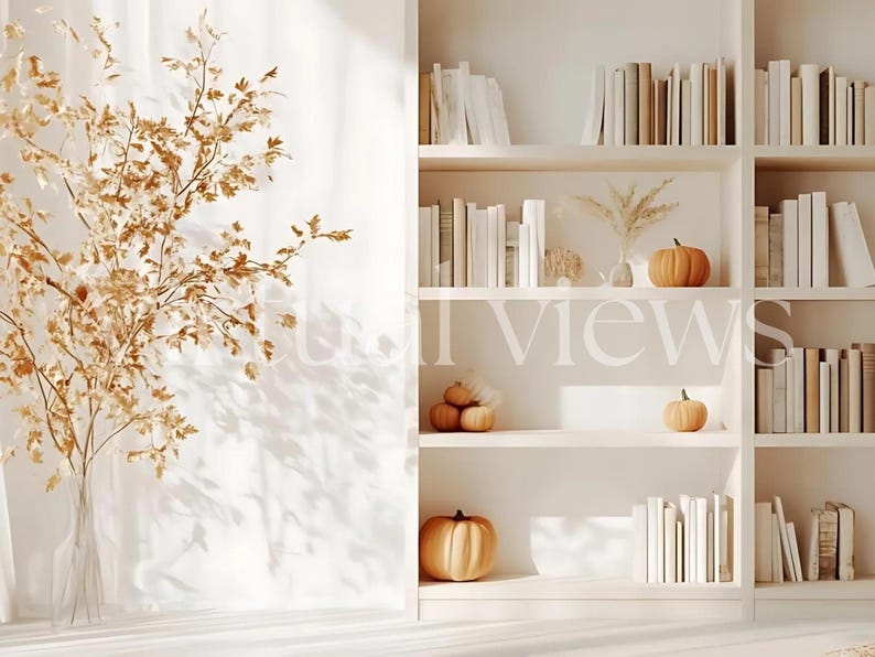 Minimalistic Fall Virtual Background | Simple Autumn Decor With ...