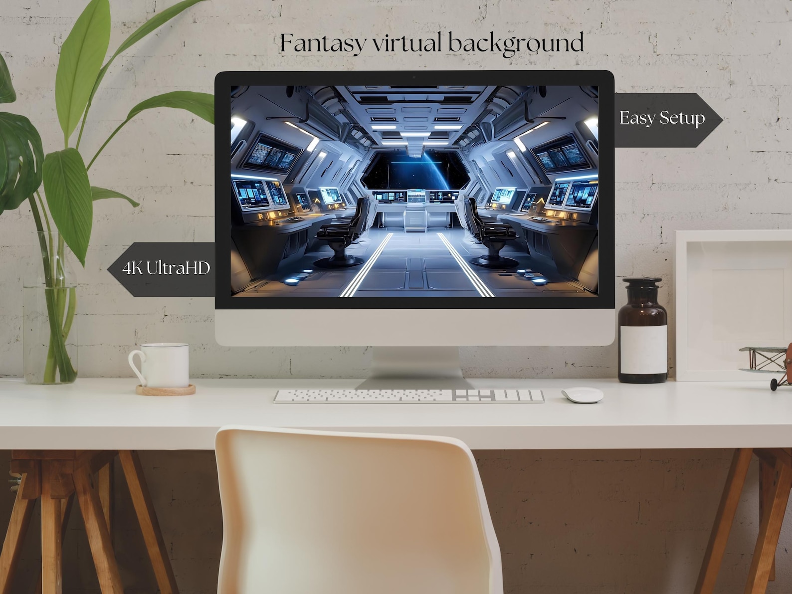 Spaceship Zoom Background - Virtual Office Backdrop for Teams, Google ...